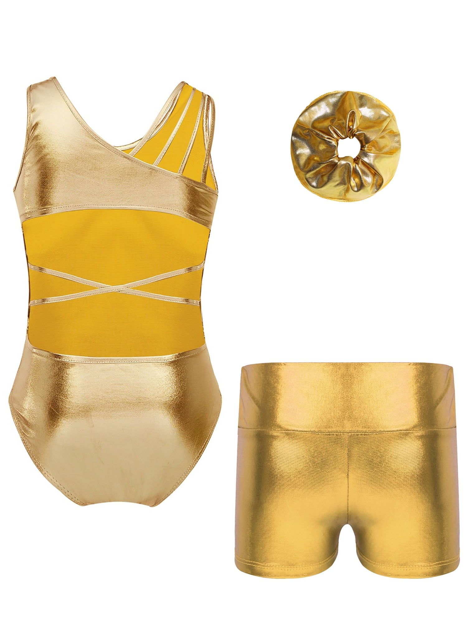 Ocealan Kids Ice Skating Leotard Shiny Metallic Bodysuit Gymnastics ...