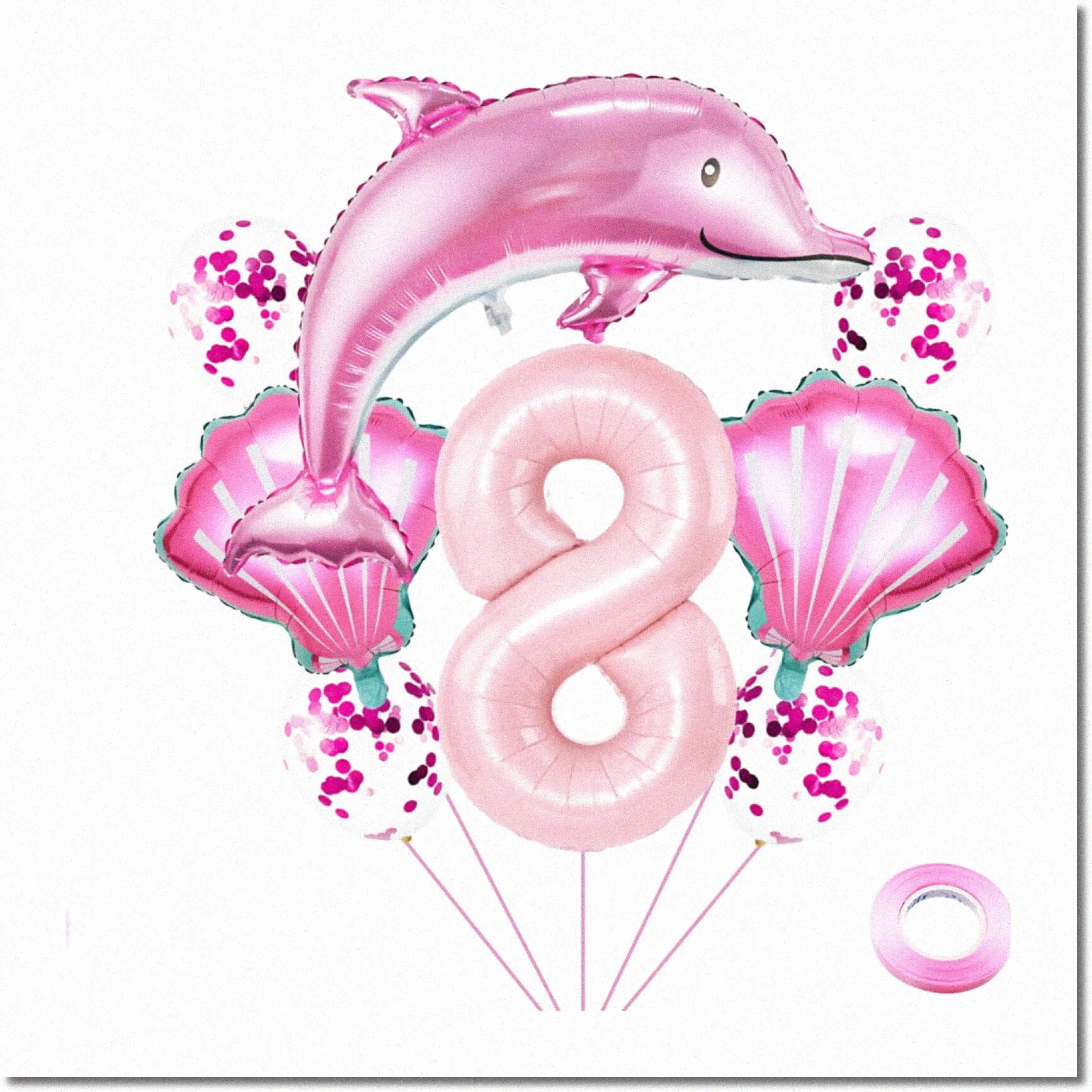 Ocean Adventure Dolphin Party Balloons - Jumbo Dolphin Number 8 ...