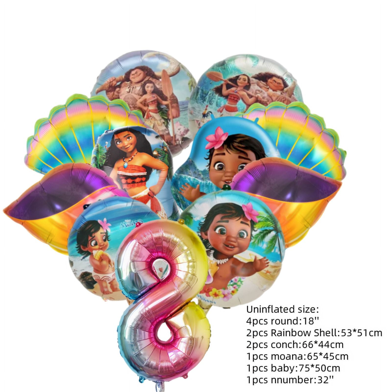 Ocean Adventure Moana Cartoon Balloons Set Baby Shower First 5th ...