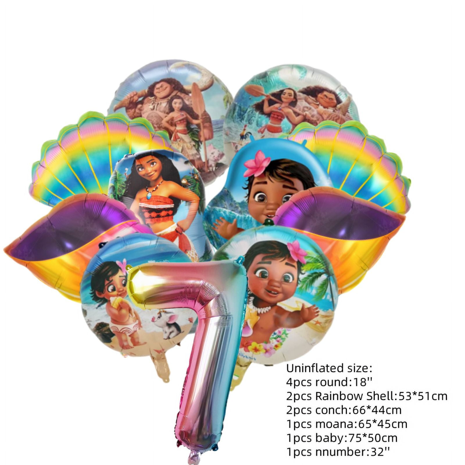 Ocean Adventure Moana Cartoon Balloons Set Baby Shower First 5th ...
