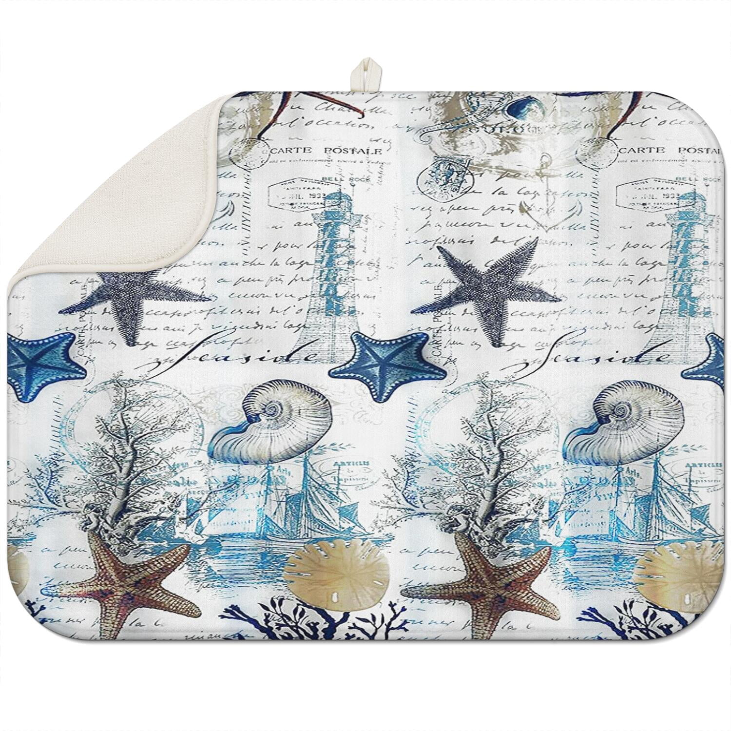 Ocean Anchor Coffee Mat Nautical Starfish Beach Seahorse Marine Coral ...
