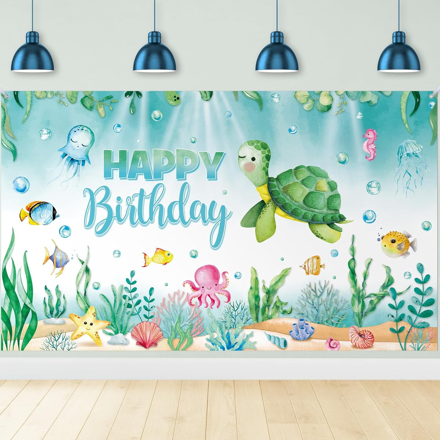 Ocean Animal Backdrop Ocean Turtle Decorations Ocean Theme Birthday ...