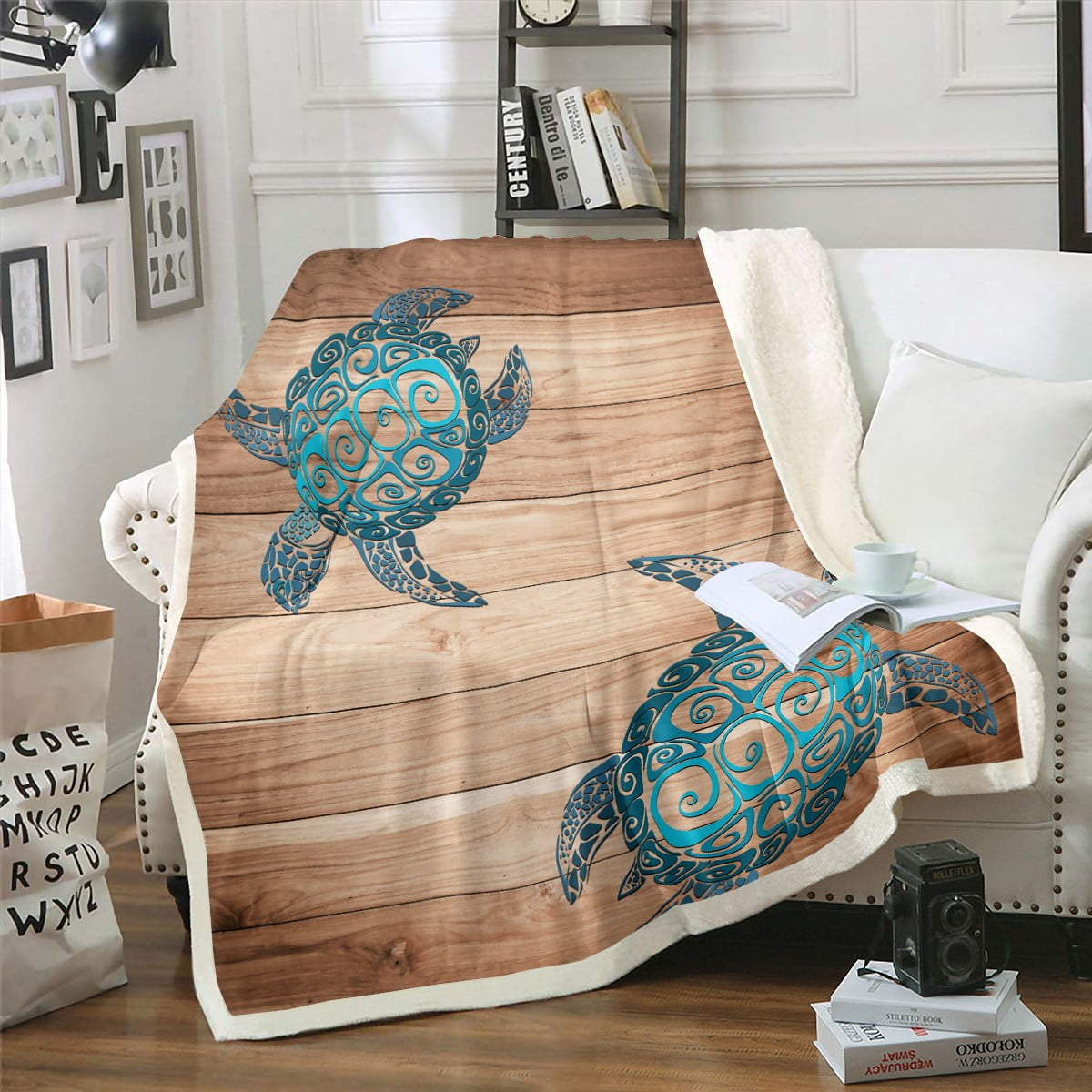 Ocean Animal Blanket Sea Turtle Throw Blanket for Bed, Wild Animals ...