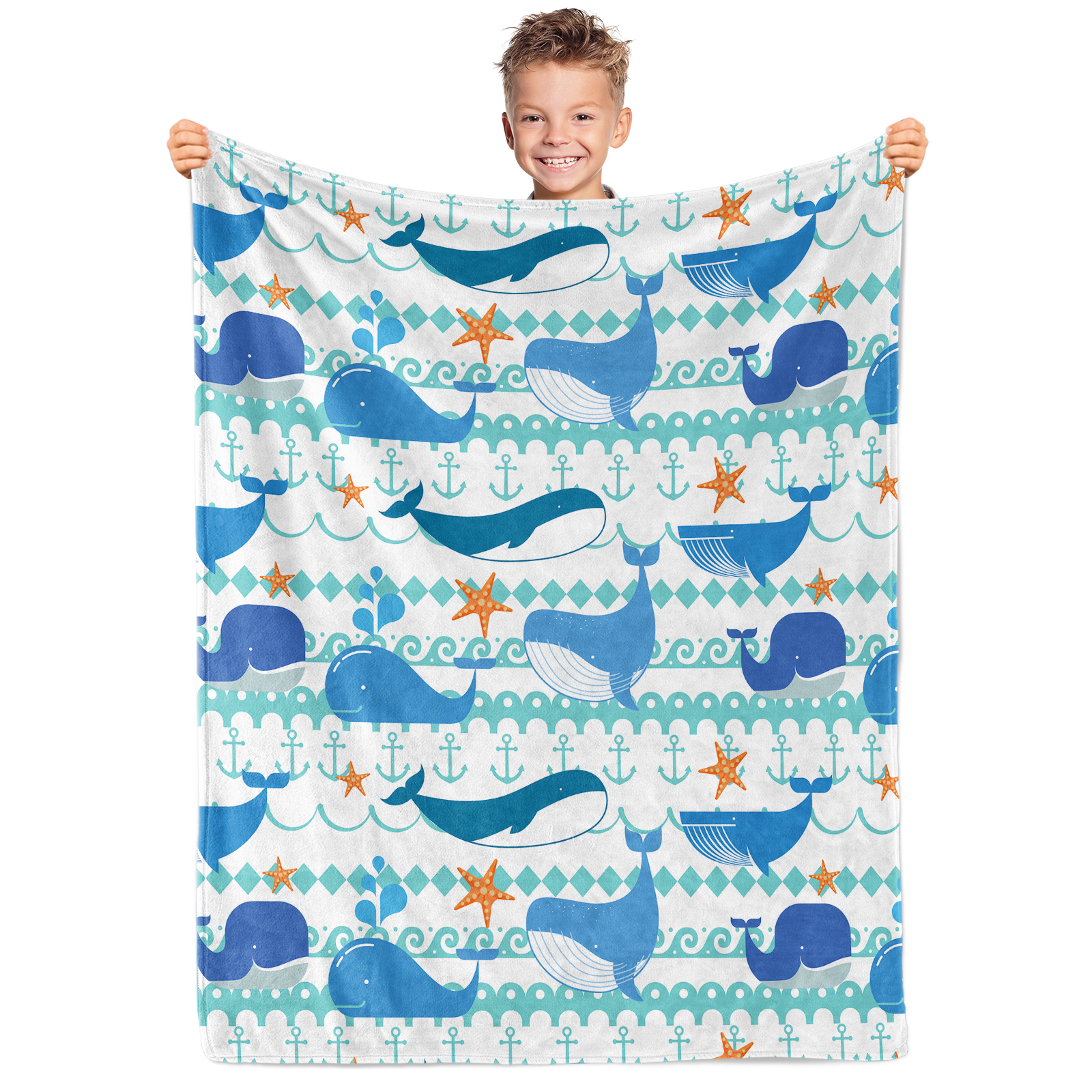 Ocean Animal Blanket Smooth Soft Starfish Shark Turtle Print Blanket ...