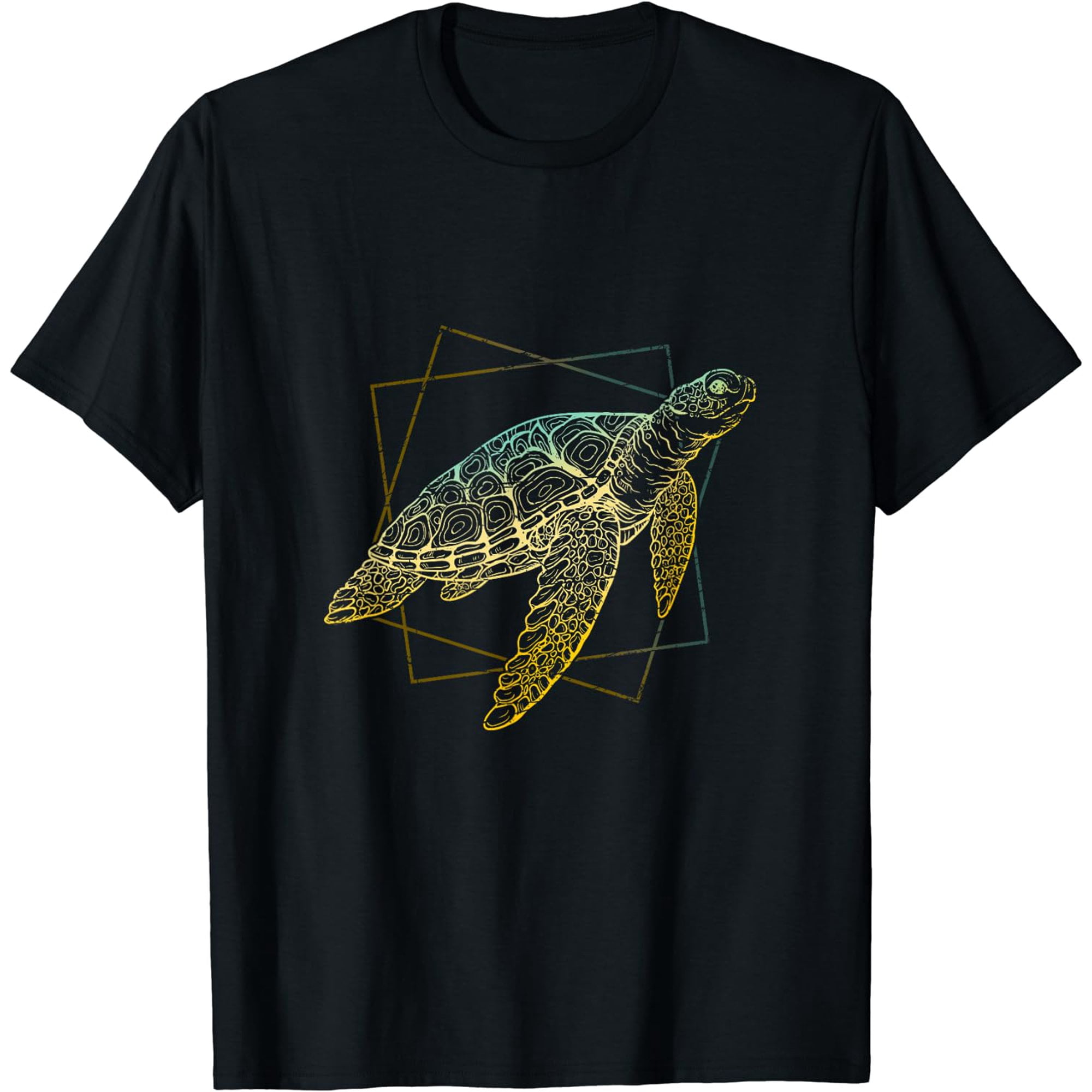Ocean Animal Sea Creature Turtle Short Sleeve Black T-Shirt Cotton Tee ...