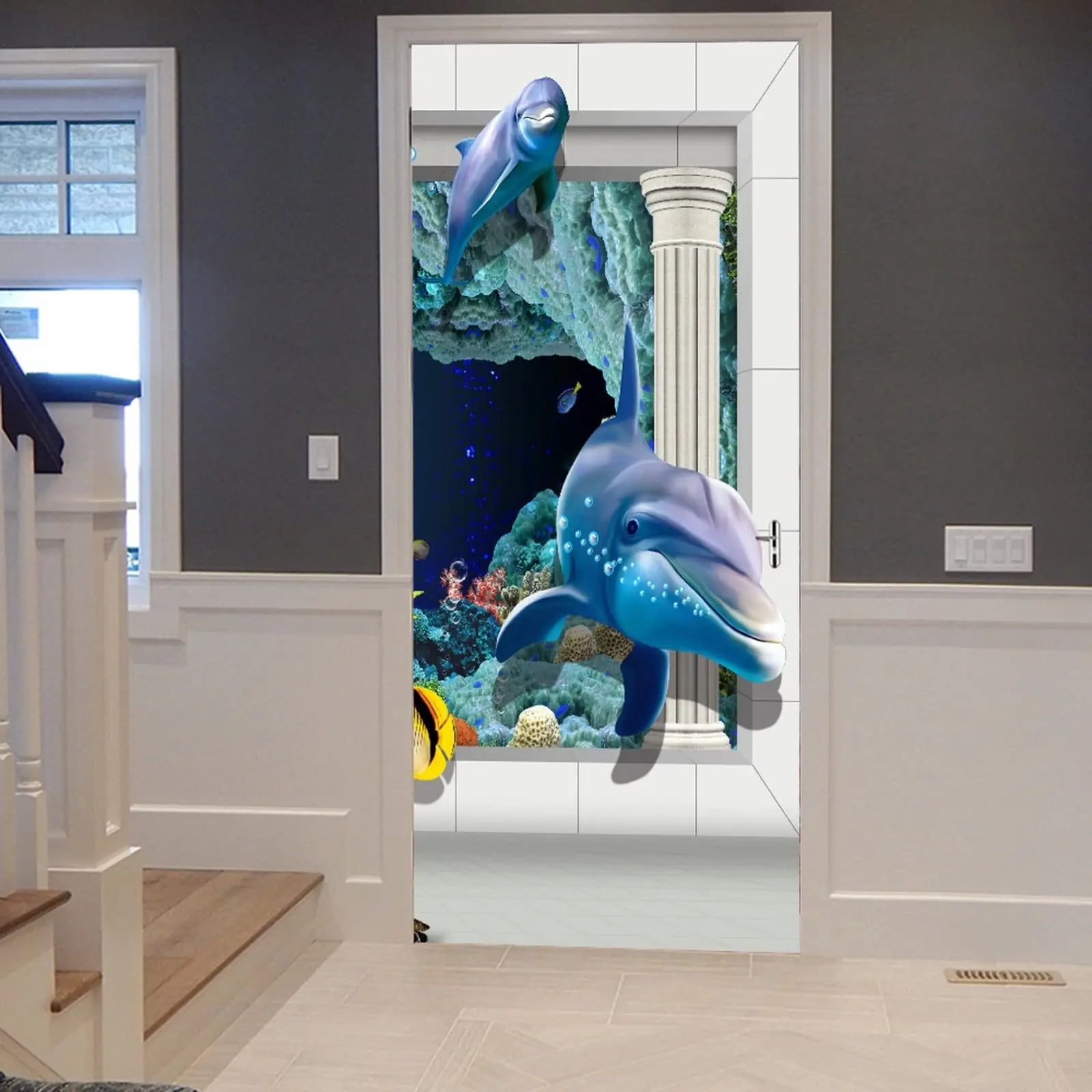 Ocean Animal Universe Door Sticker Sea Turtle Door Decal Removable ...