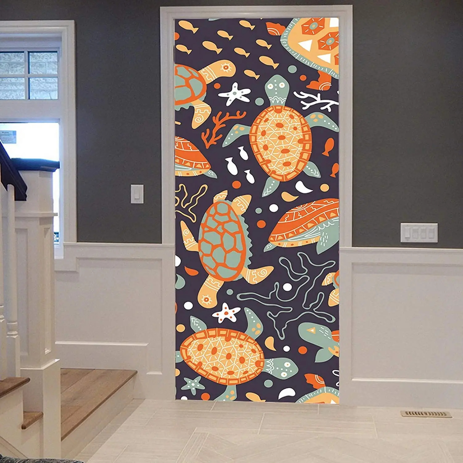 Ocean Animal Universe Door Sticker Sea Turtle Door Decal Removable ...