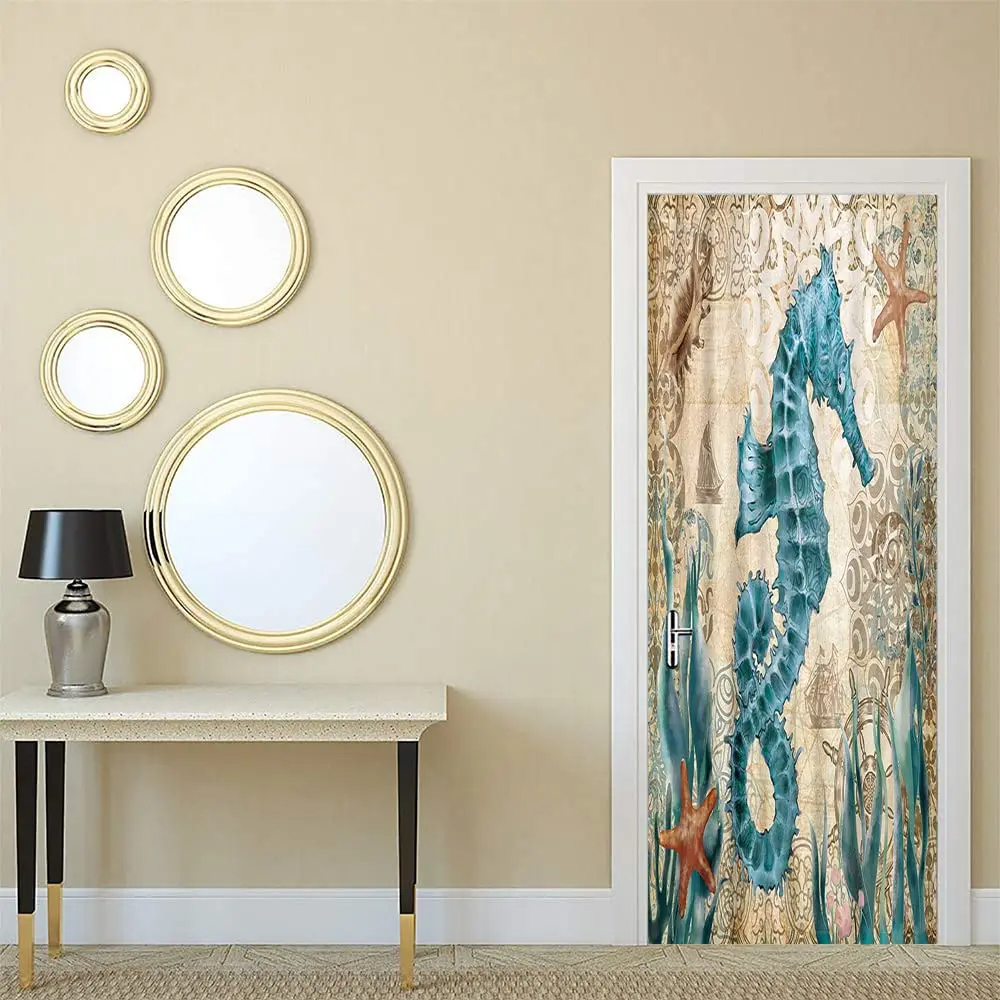 Ocean Animal Universe Door Sticker Sea Turtle Door Decal Removable ...