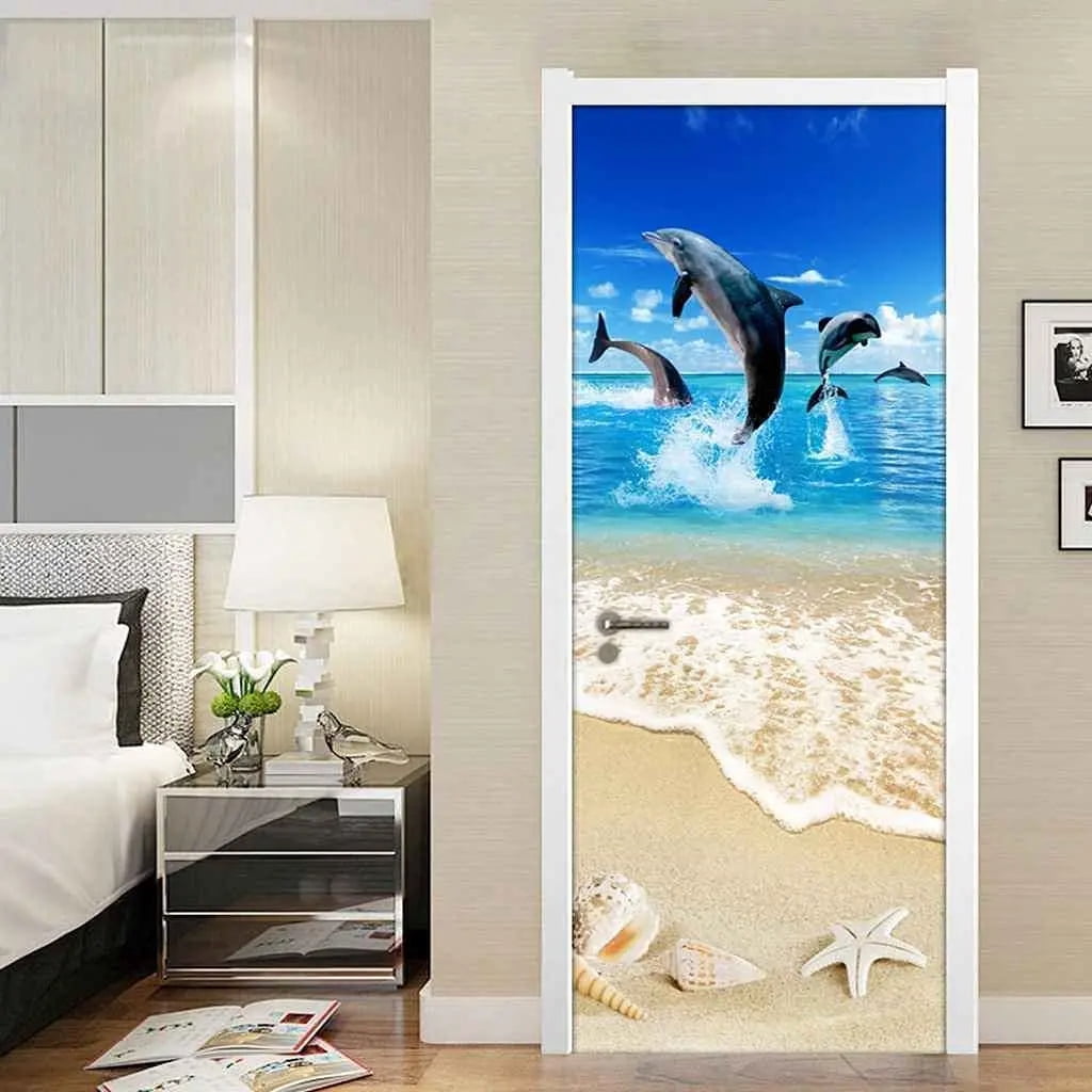 Ocean Animal Universe Door Sticker Sea Turtle Door Decal Removable ...
