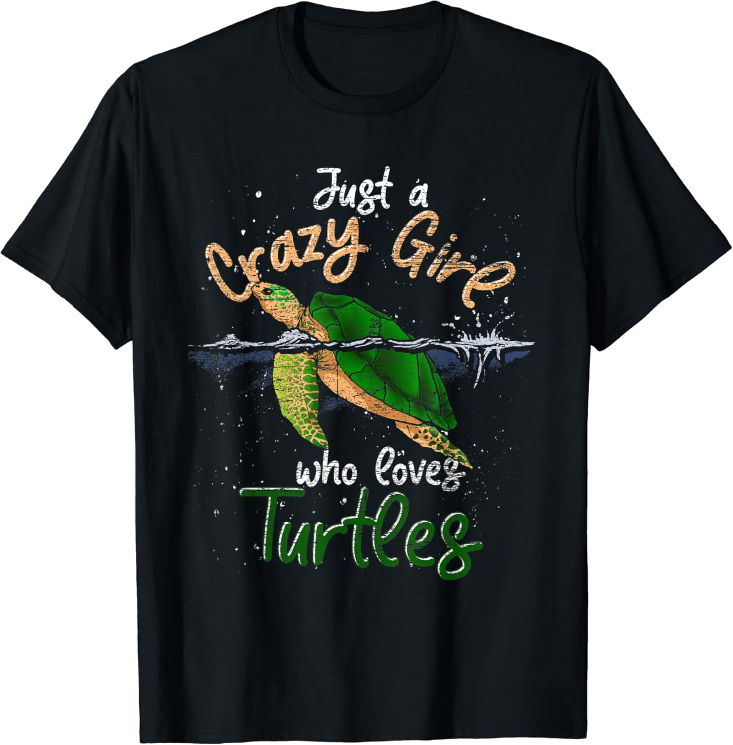 Ocean Animal Waves Sea Turtle Girls Women Sea Turtle T-Shirt - Walmart.com