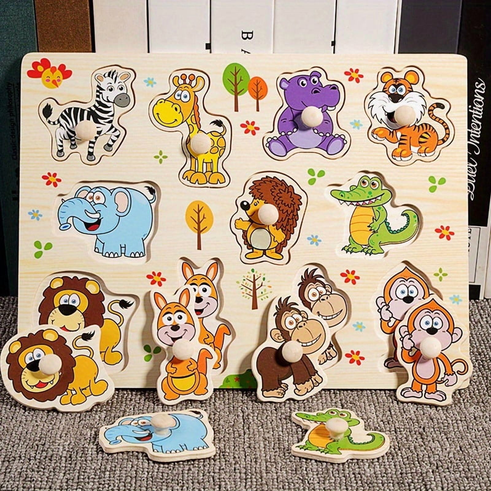 Ocean Animal Wooden Puzzle - Educational Toy with Numbers, Letters ...