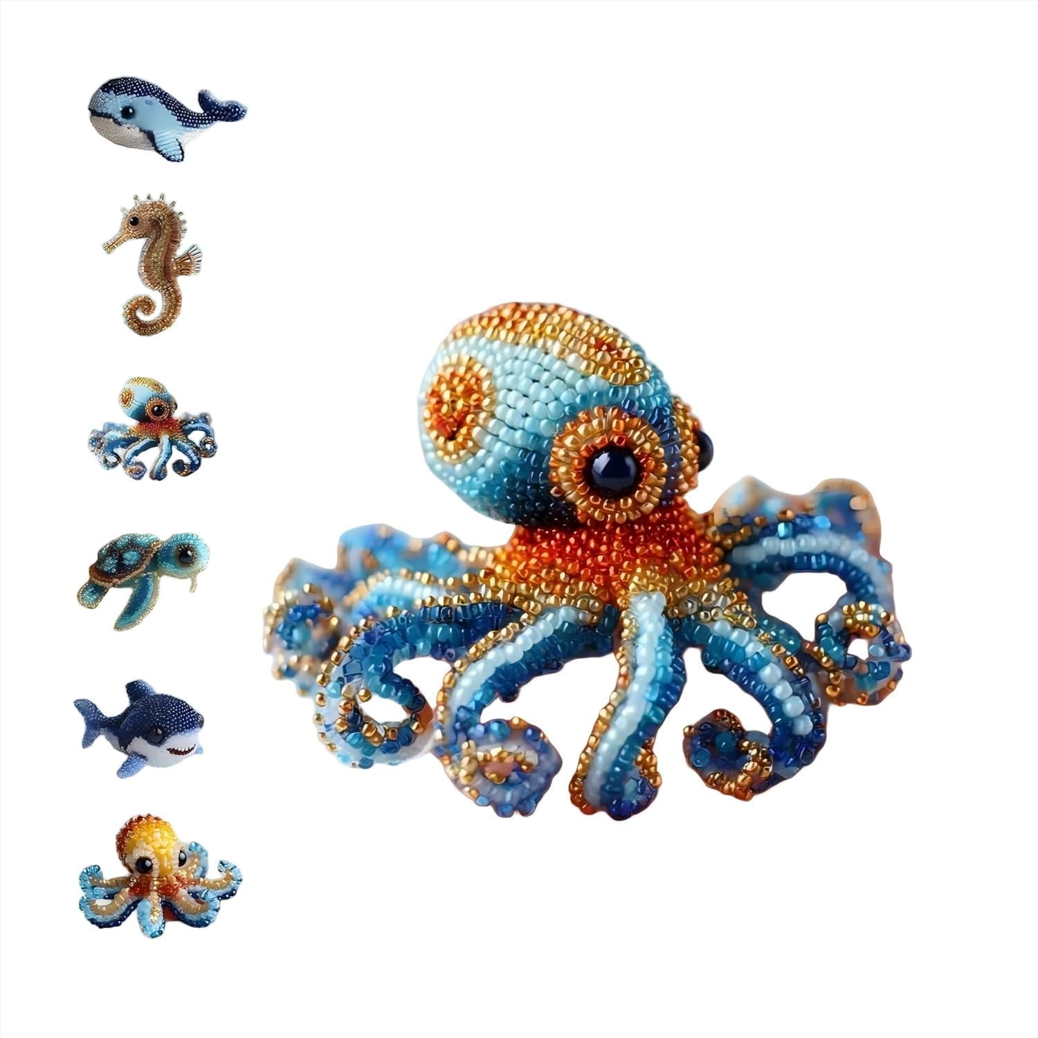 Ocean Animals 3D Starter Embroidery Set, DIY Beadwork Craft Kit for ...