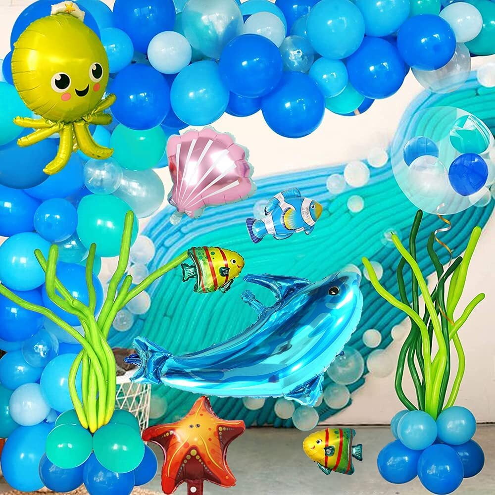 Ocean Animals Birthday Party Decorations for Boy,Blue Party Balloons ...