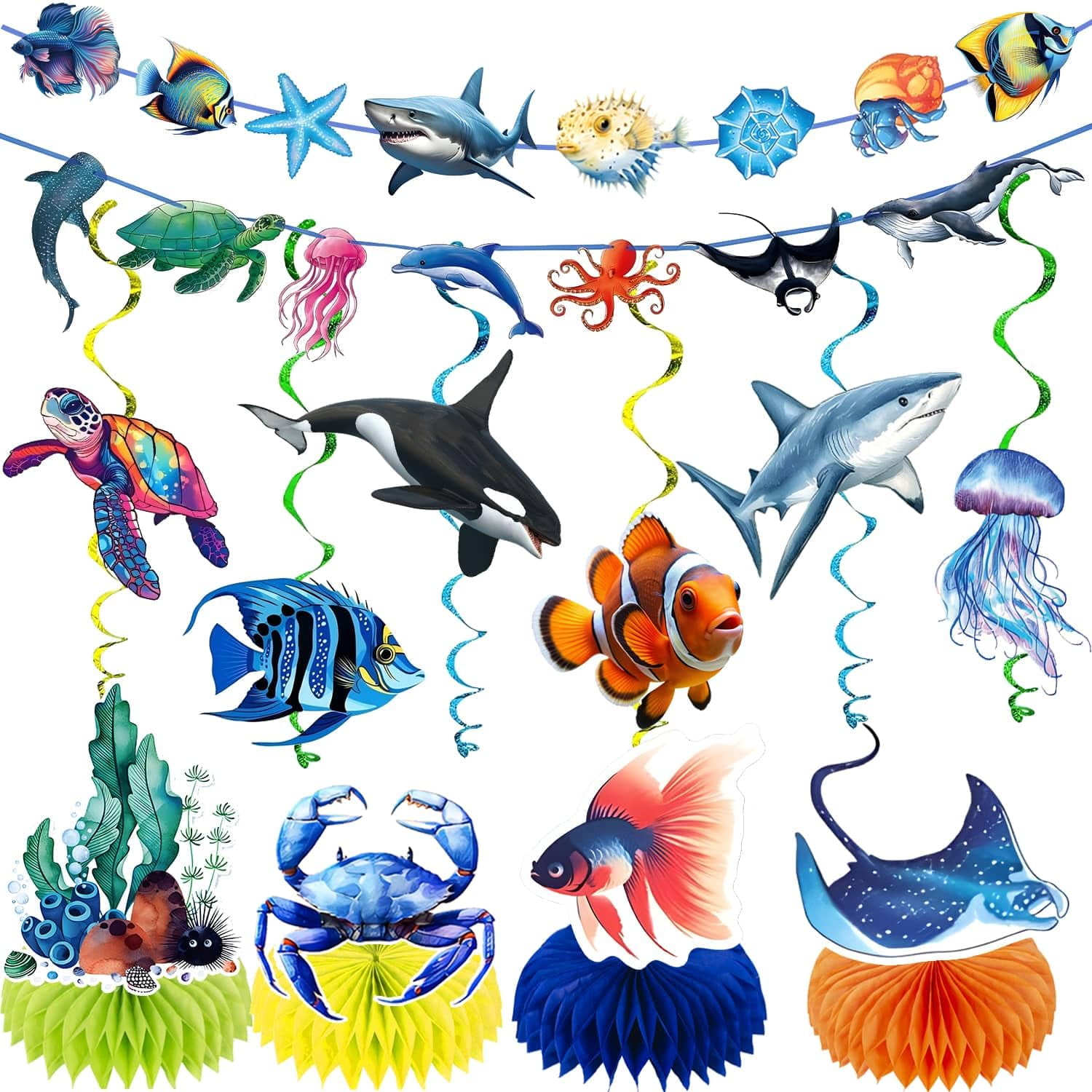 Ocean Animals BirthdayEGSC Decorations Under The Sea Happy Birthday ...