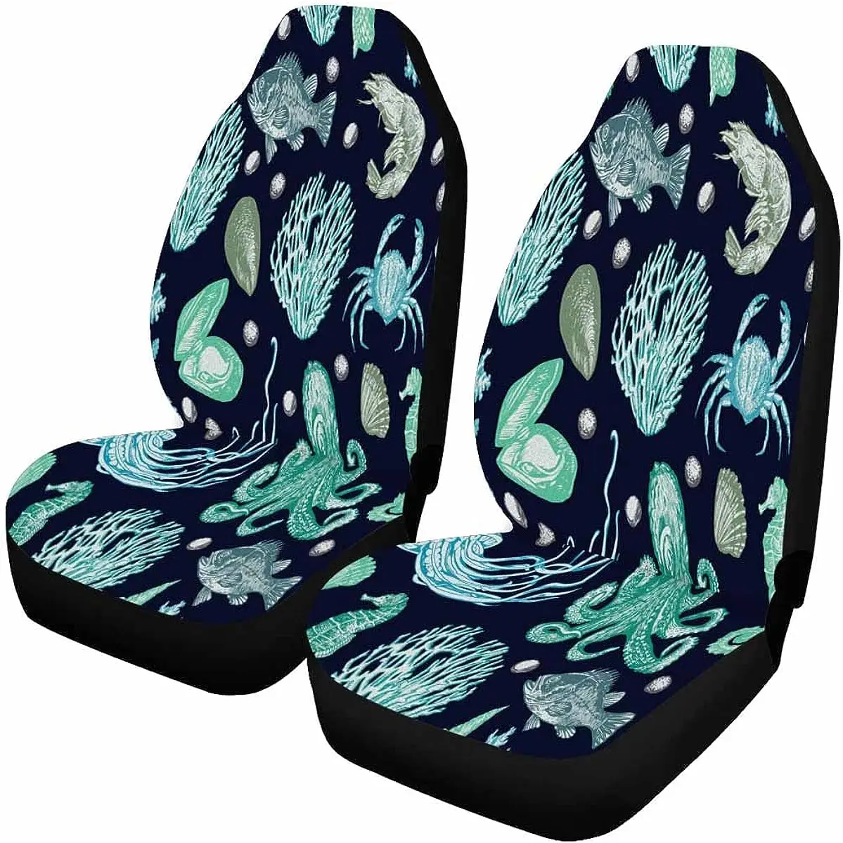 Ocean Animals Shell Fish Hippocampus Japonicus Auto Seat Covers 2 Pc ...