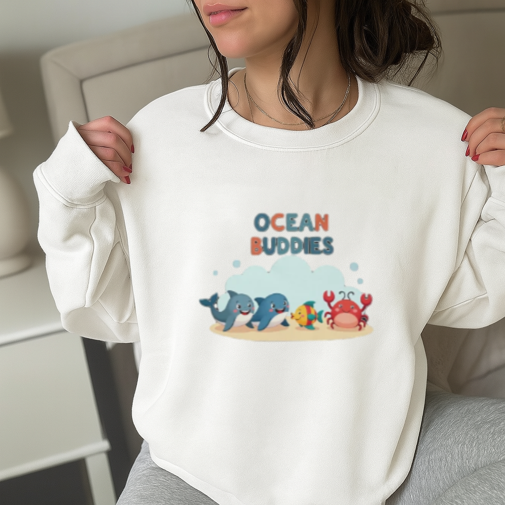 Ocean Animals Smiley Sea Squad Cute Marine Life Kids Ocean Lover Art ...