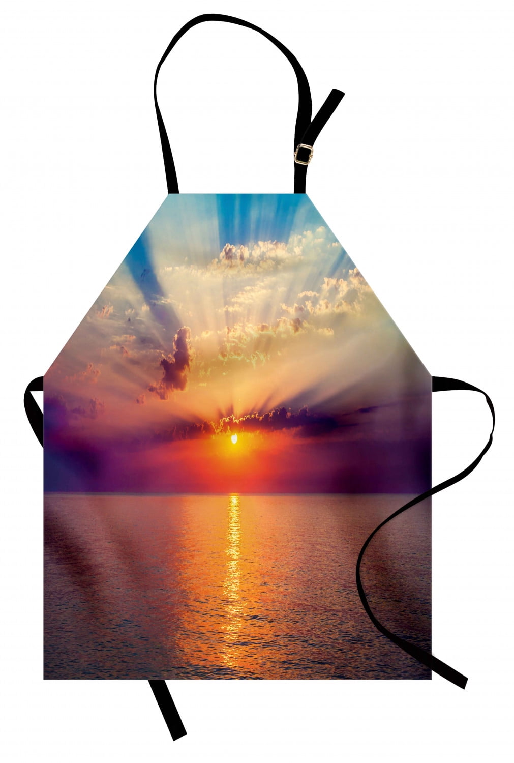Ocean Apron Majestic Sunrise in Tranquil Sea Horizon Dawn Rays Clouds ...