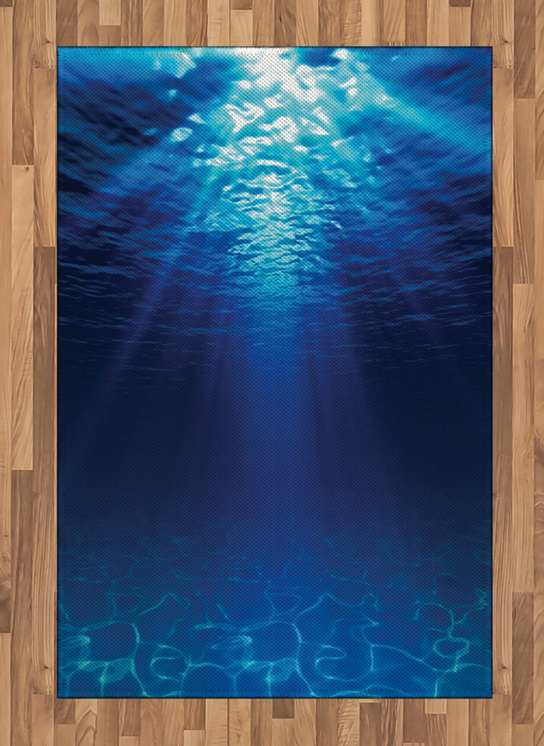 Ocean Area Rug, Underwater View Sandy Seabed Aquatic Scenes Sunbeams ...