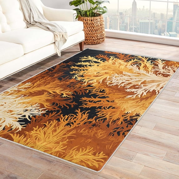 Ocean Area Rugs, Coral Coastal Nautical Pattern Carpet, Washable Non ...