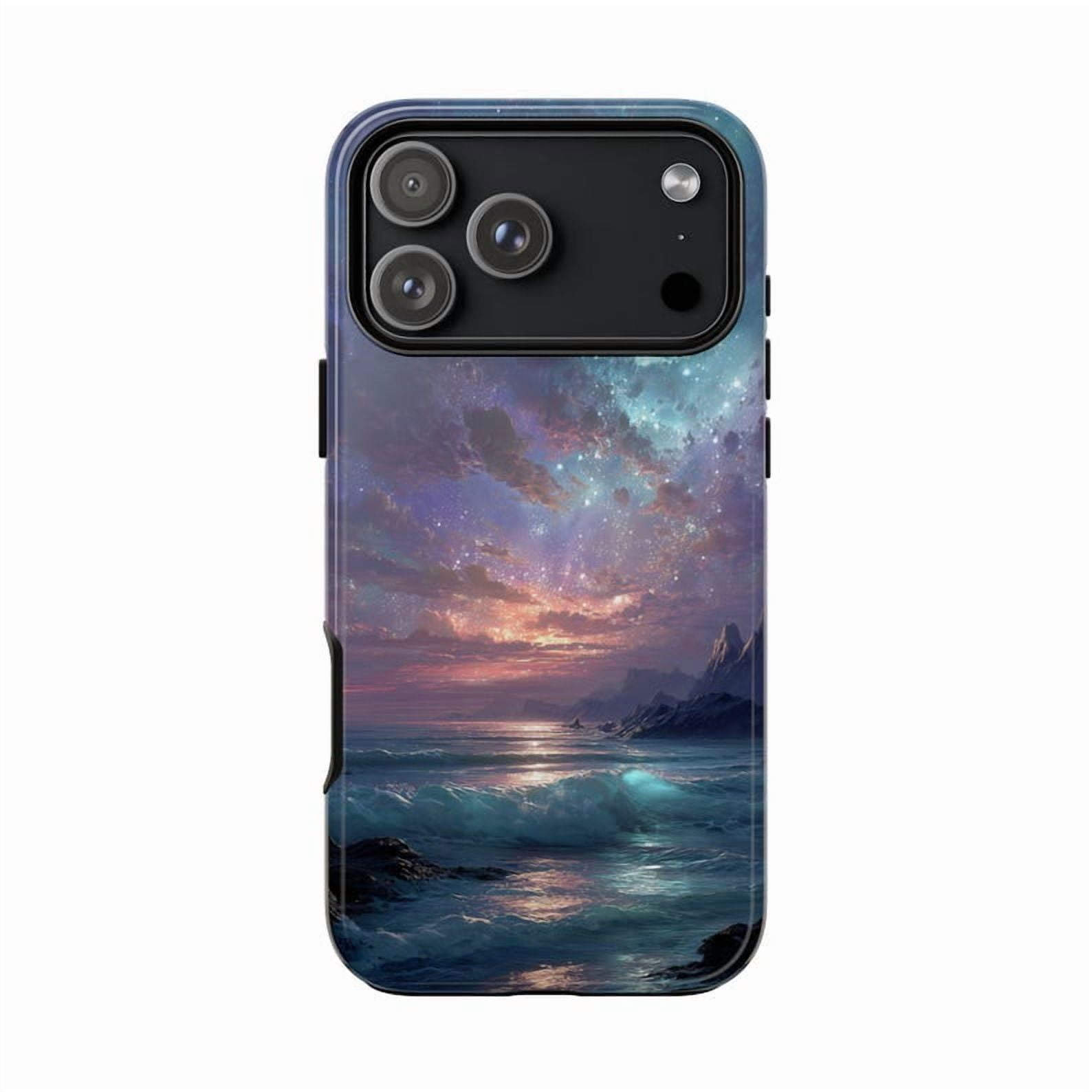 Ocean Aurora Starlit Sky Phone Case Celestial Cloud Watercolor Artwork ...