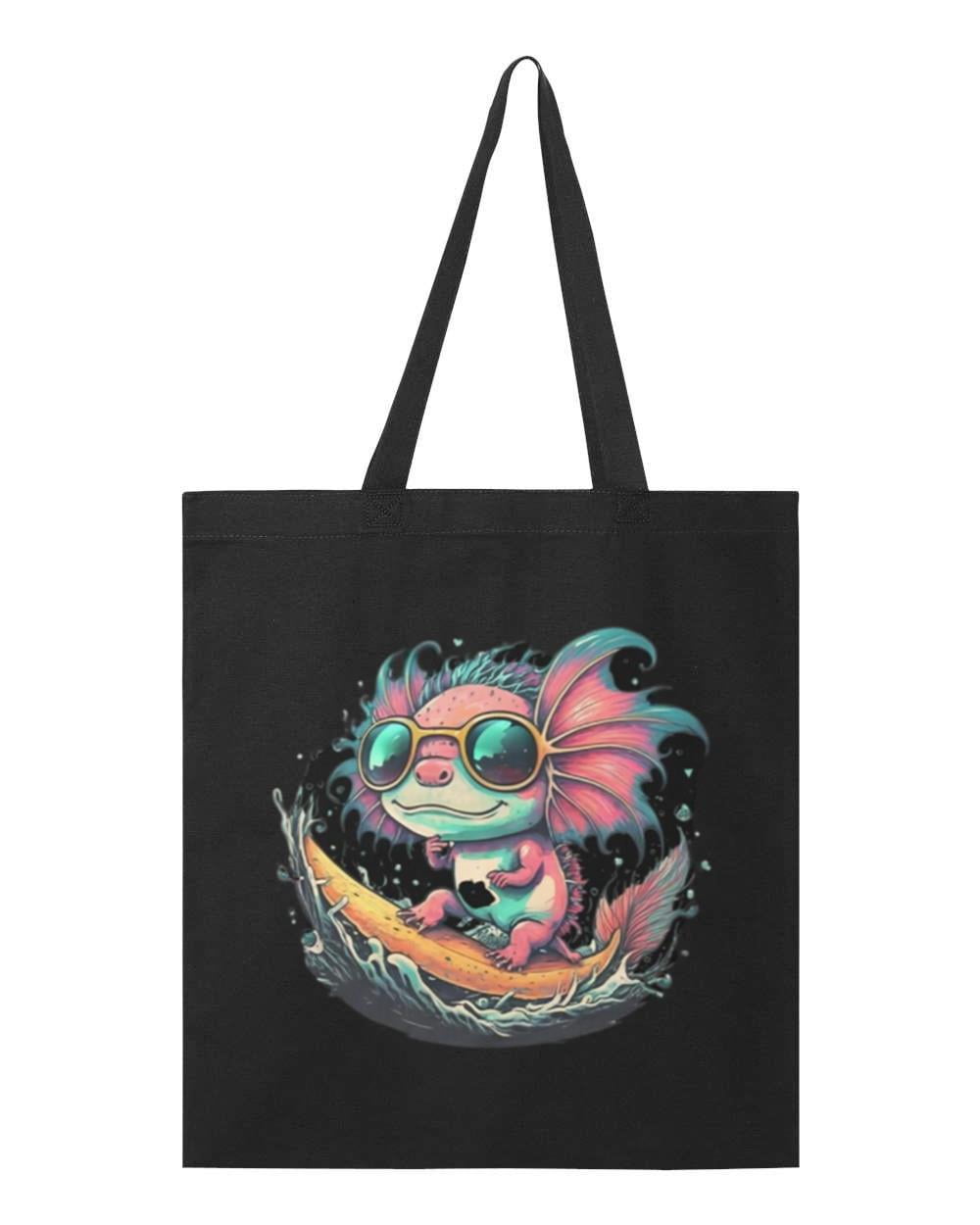 Ocean Axolotl Tote Bag with Surfing Breeze and Summer Chill Vibe ...