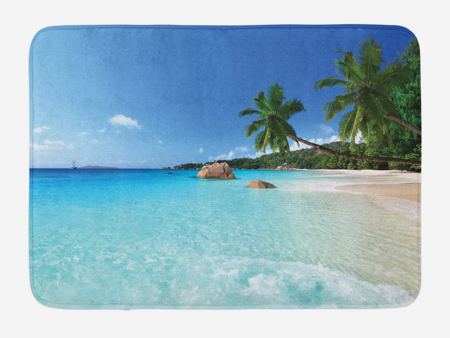 Ocean Bath Mat, Anse Lazio Beach at Praslin Island Surfing Theme Beach ...