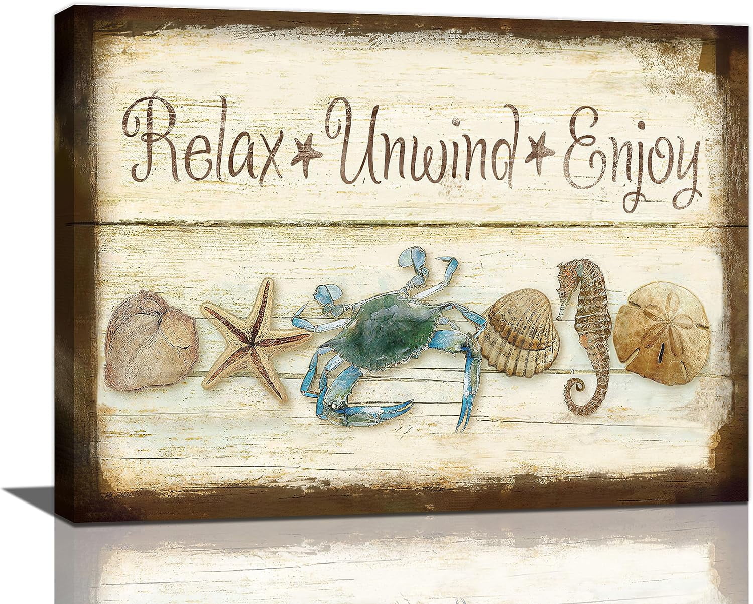Ocean Bathroom Wall Art Nautical Bathroom Wall Decor Relax Unwind Crab ...