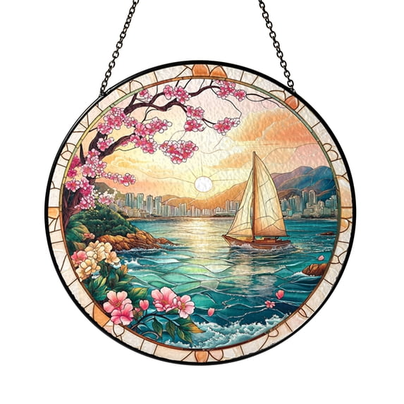 Ocean Bay Window Hanging – Stained Glass Style Nature Art - Walmart.com