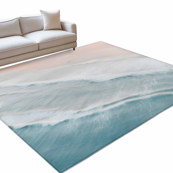 Ocean Beach Area Rugs 4x6ft Summer Waves Floor Rug Non Slip Low Pile ...