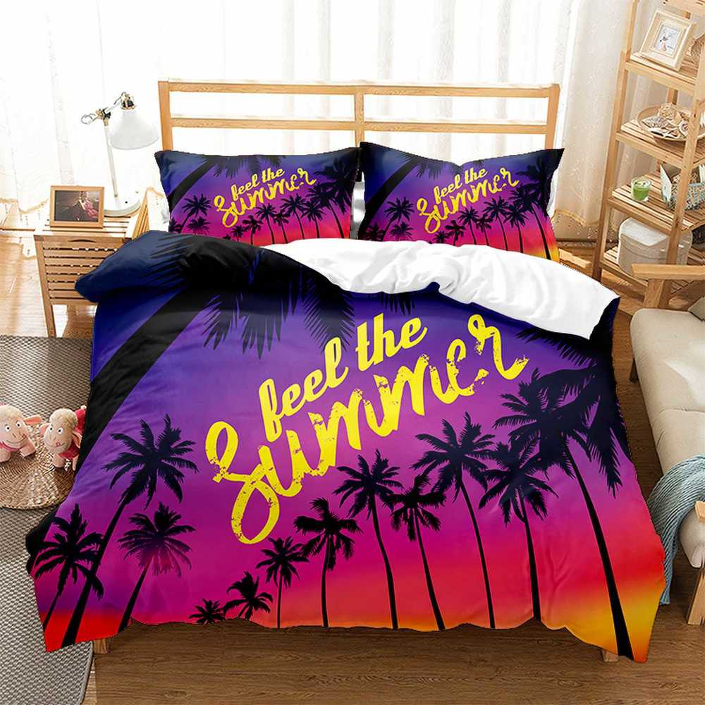 Ocean Beach Coconut Sunset Forest Duvet Cover Seaside Scenery Hawaii ...