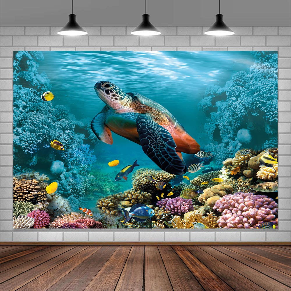 Ocean Beach Fantasy Undersea Turtle Photography Background Summer ...