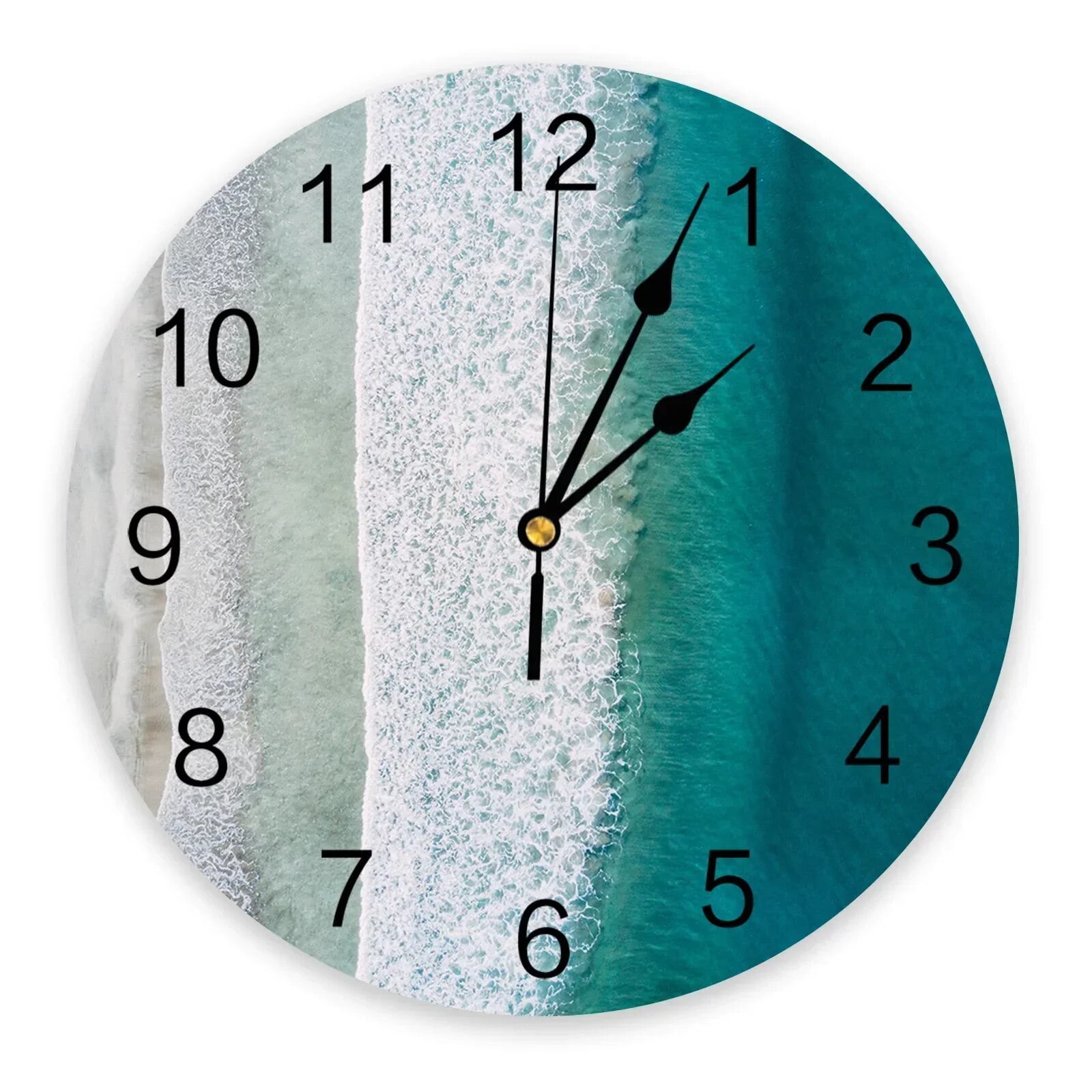 Ocean Beach Gradual Waves Wall Clock Large Modern Kitchen Dinning Round ...