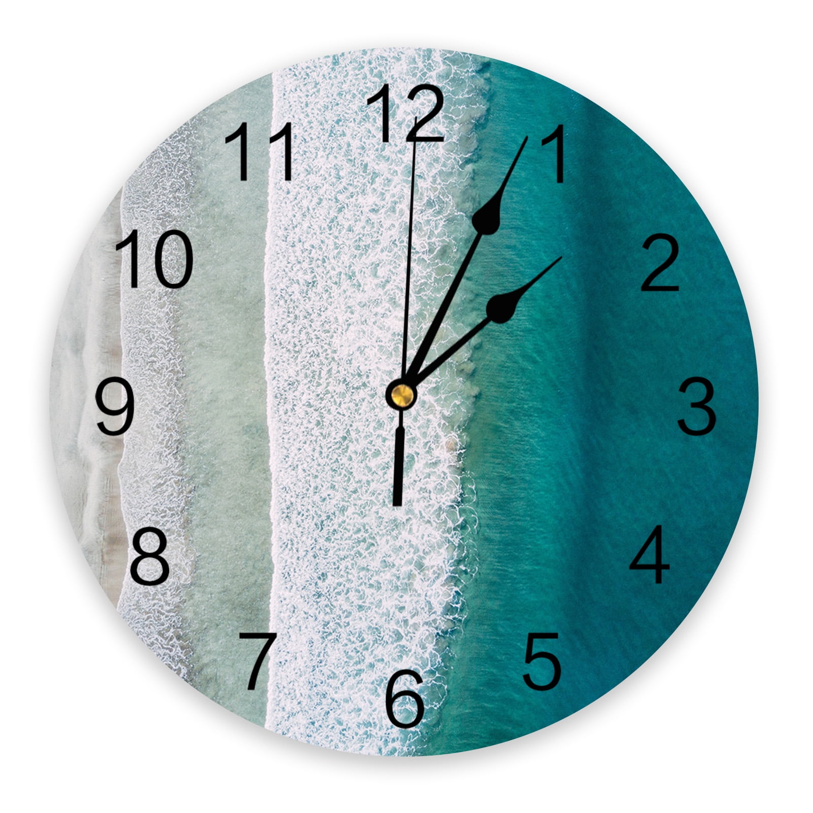 Ocean Beach Gradual Waves Wall Clock Large Modern Kitchen Dinning Round ...
