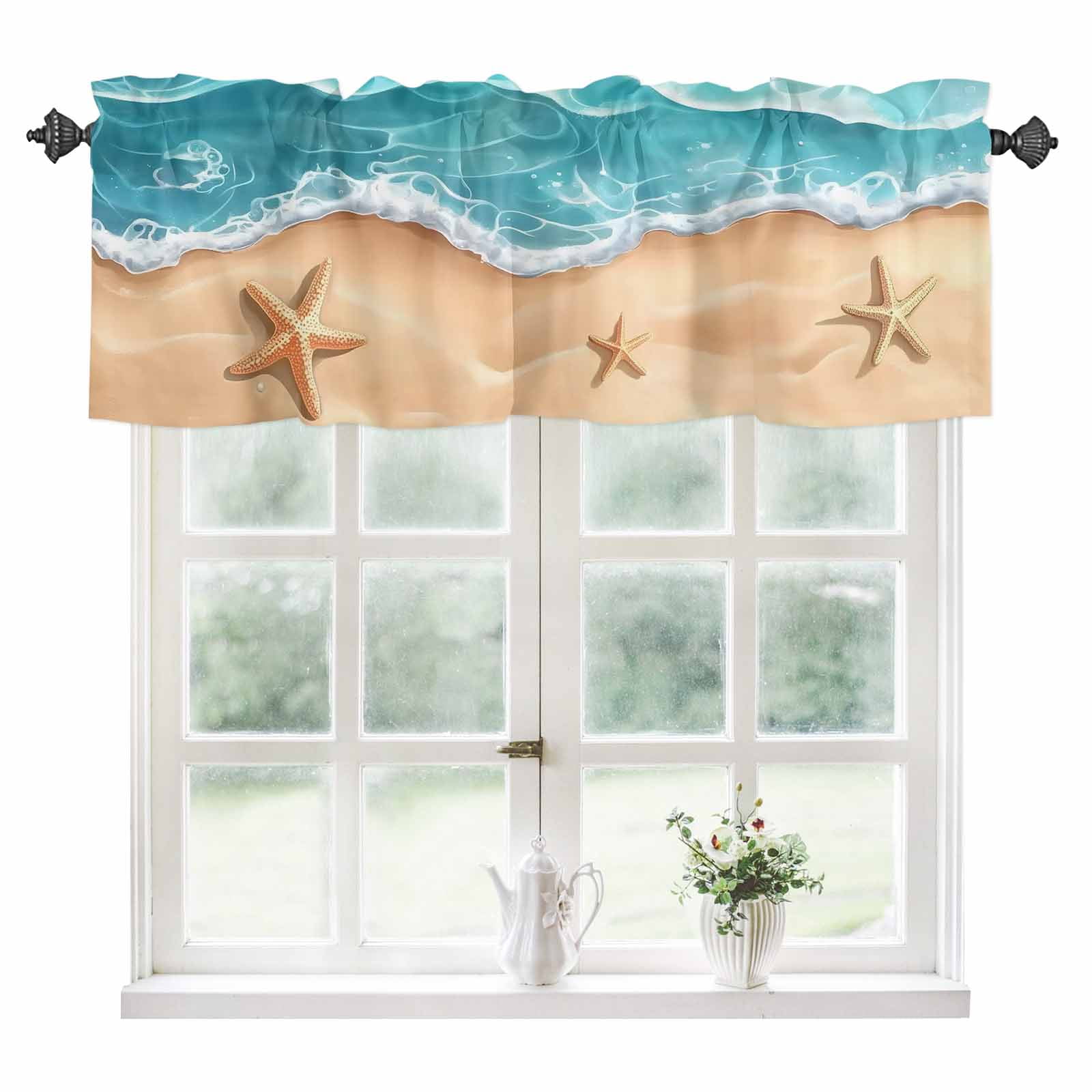 Ocean Beach Kitchen Valances for Windows 60x18 Inch Kitchen Curtains ...