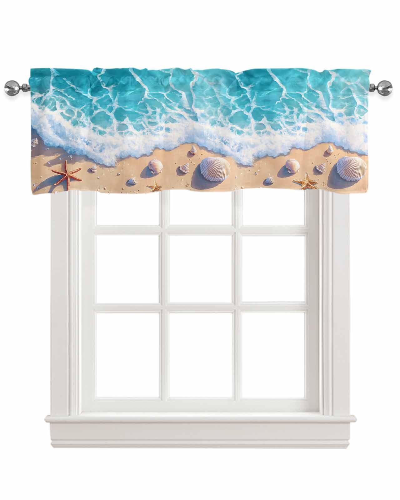 Ocean Beach Kitchen Valances for Windows Farmhouse Linen Window Valance ...