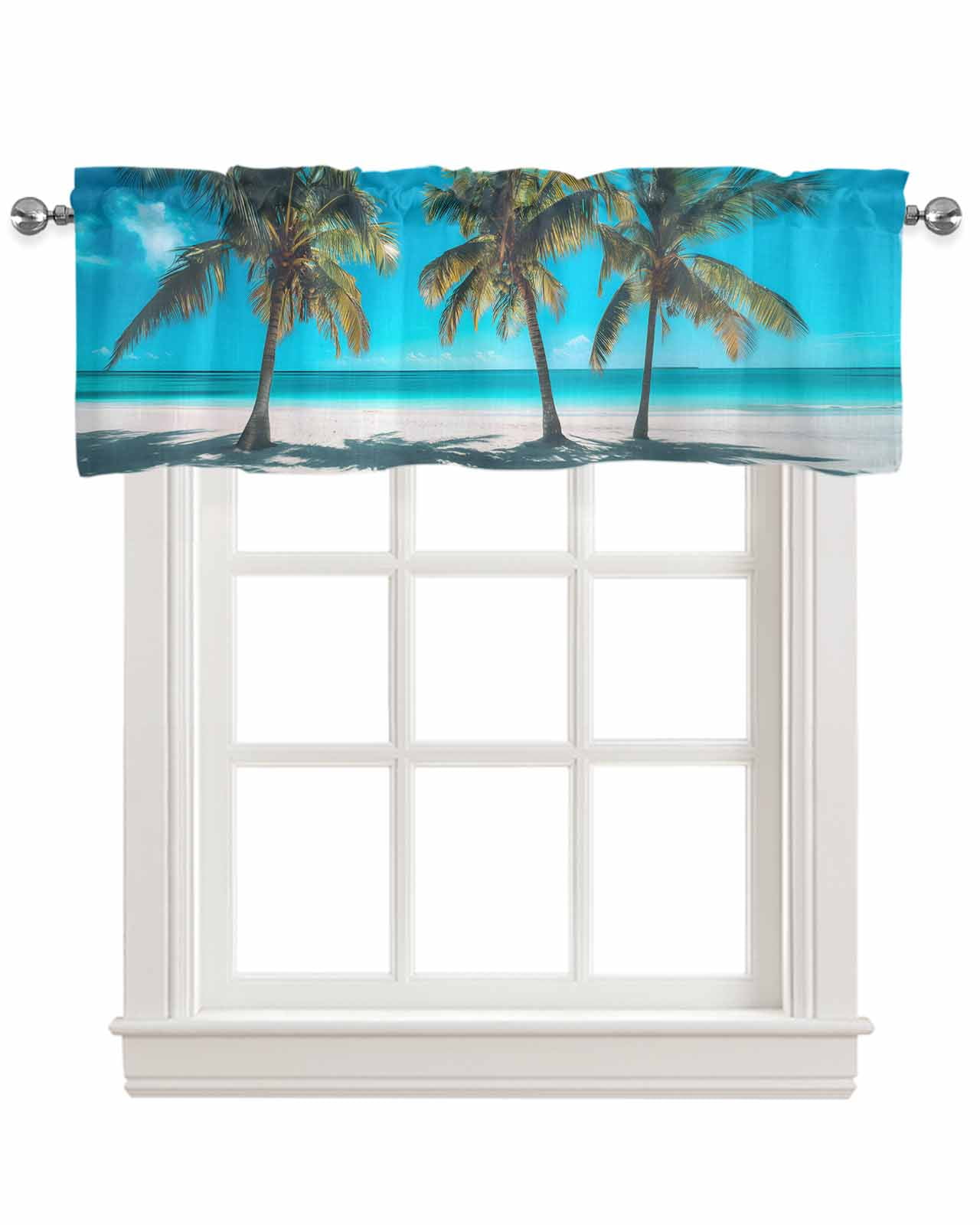 Ocean Beach Kitchen Valances for Windows Farmhouse Linen Window Valance ...