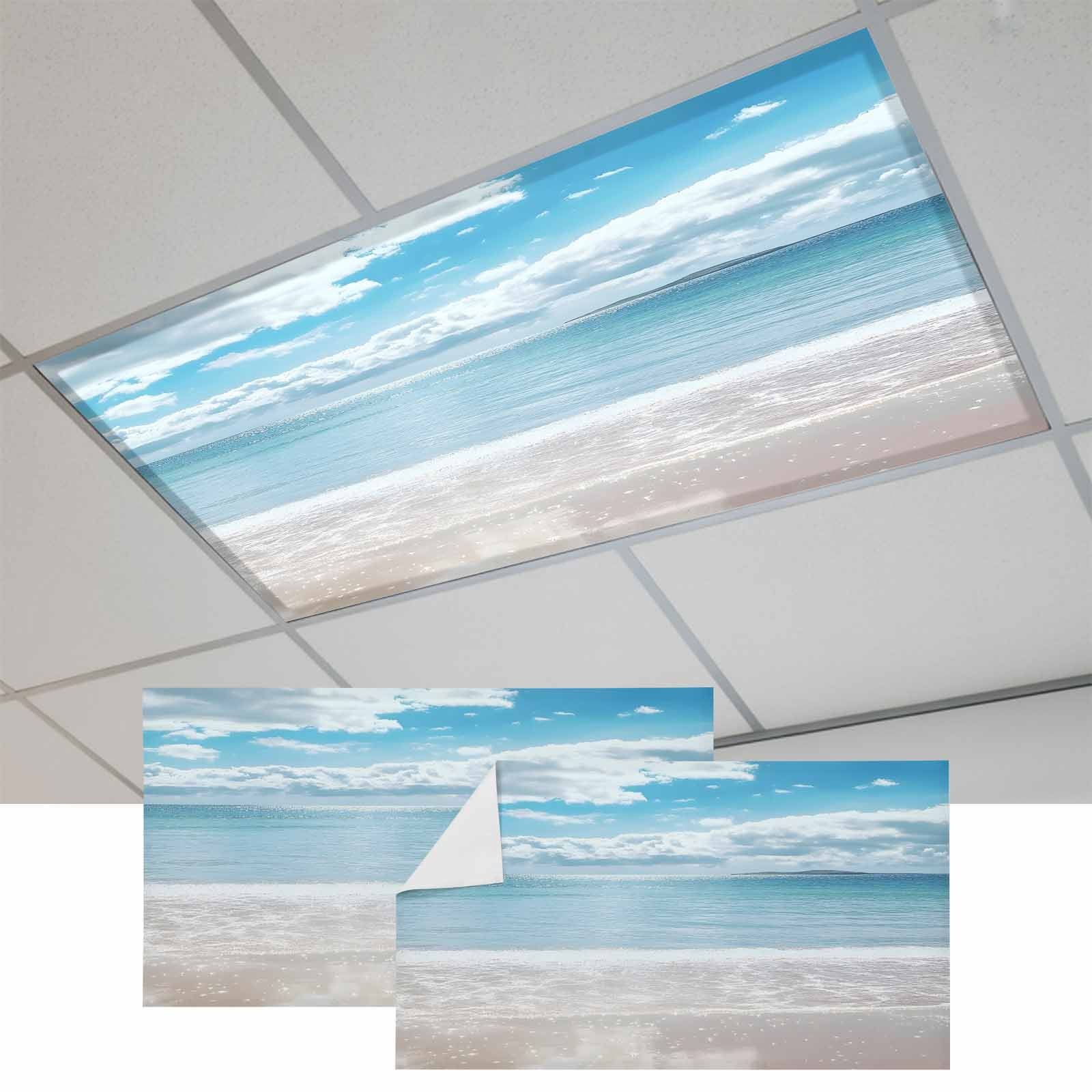 Ocean Beach Magnetic Fluorescent Light Covers for Ceiling Lights 2x4Ft ...