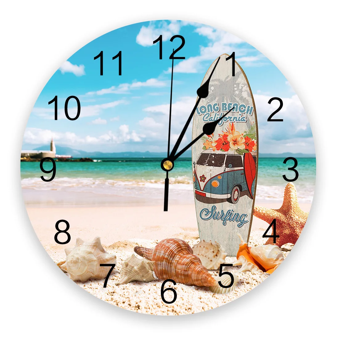 Ocean Beach Nature Landscape Sunlight Round Wall Clock Creative Home ...