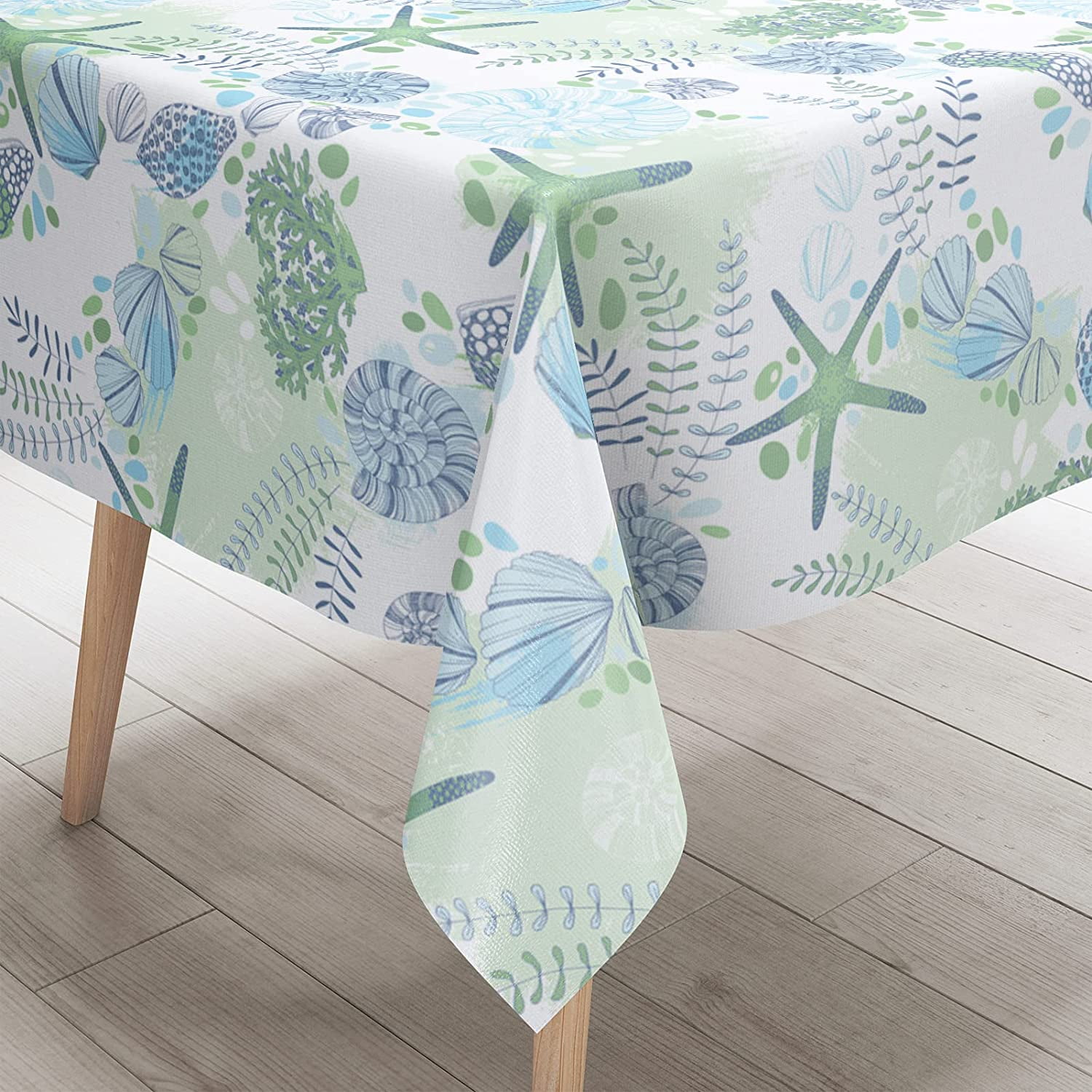 Ocean Beach Waterproof Tablecloth, Sea Shell Coral Decor, 60x84 Inches ...