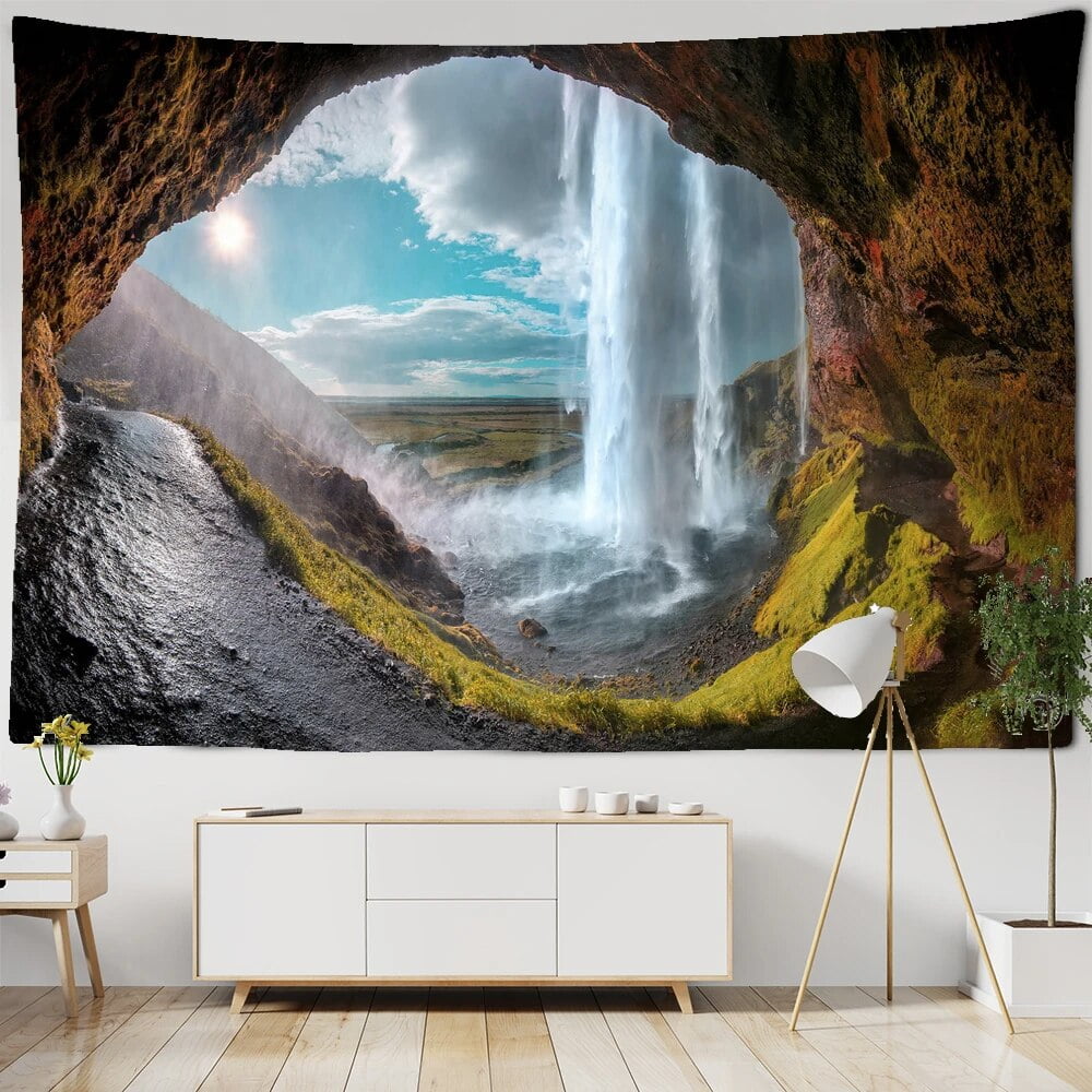Ocean Beach Reef Cave Wall Tapestry Landscape Forest Waterfall Cloth ...