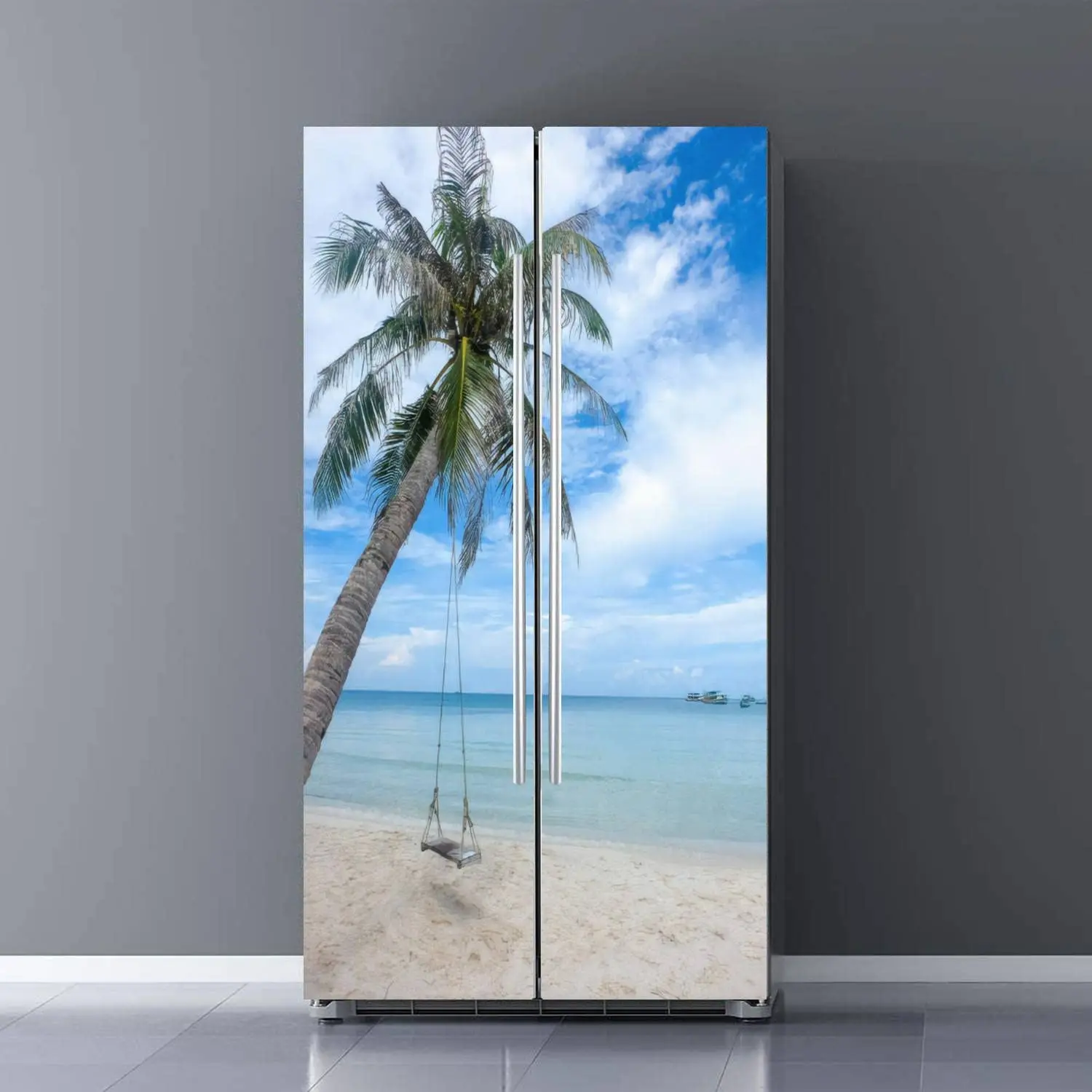 Ocean Beach Refrigerator Wrap Self Adhesive Hawaii Sea Coconut Tree ...