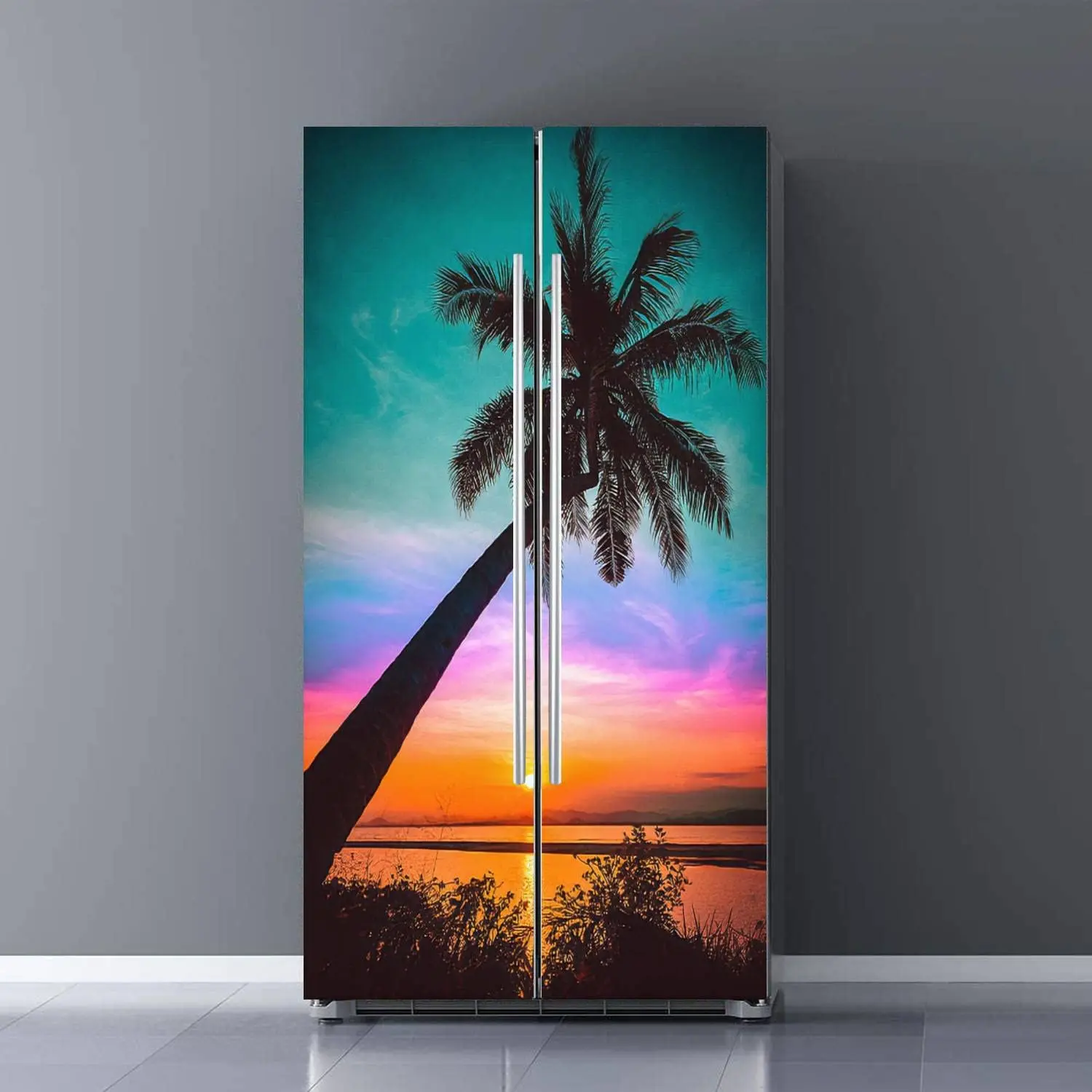 Ocean Beach Refrigerator Wrap Self Adhesive Hawaii Sea Coconut Tree ...