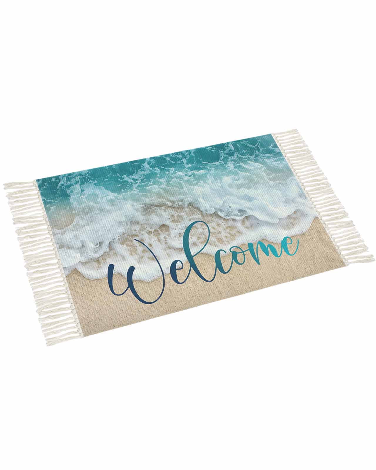 Ocean Beach Runner Rug for Hallway 4x6ft, Welcome Washable Runner Rugs ...