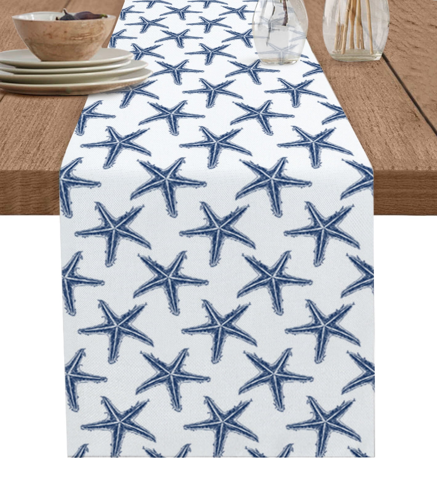 Ocean Beach Star Shell Table Runner Home Wedding Table Flag Mat Table ...