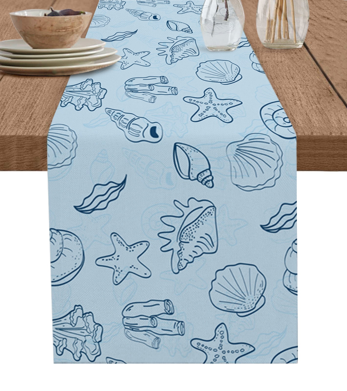 Ocean Beach Star Shell Table Runner Home Wedding Table Flag Mat Table ...