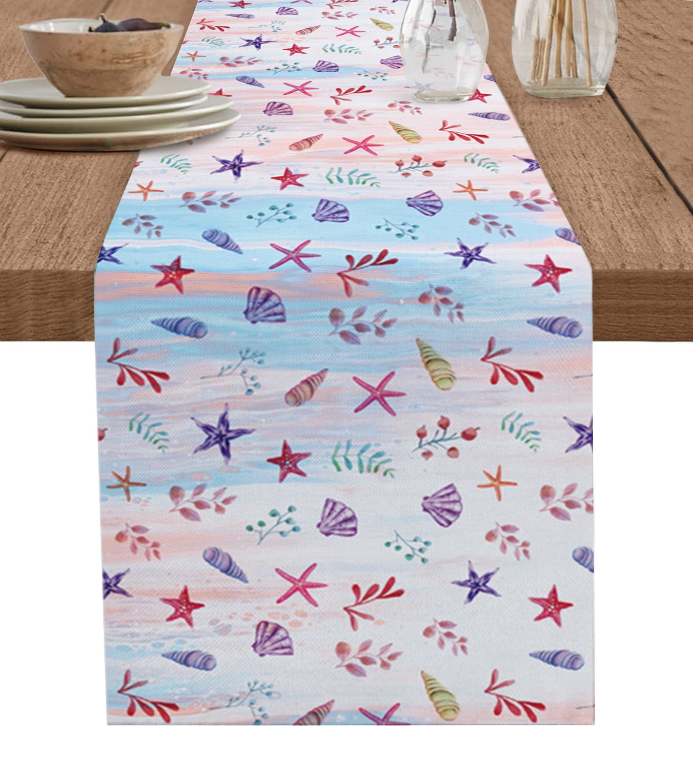 Ocean Beach Star Shell Table Runner Home Wedding Table Flag Mat Table ...