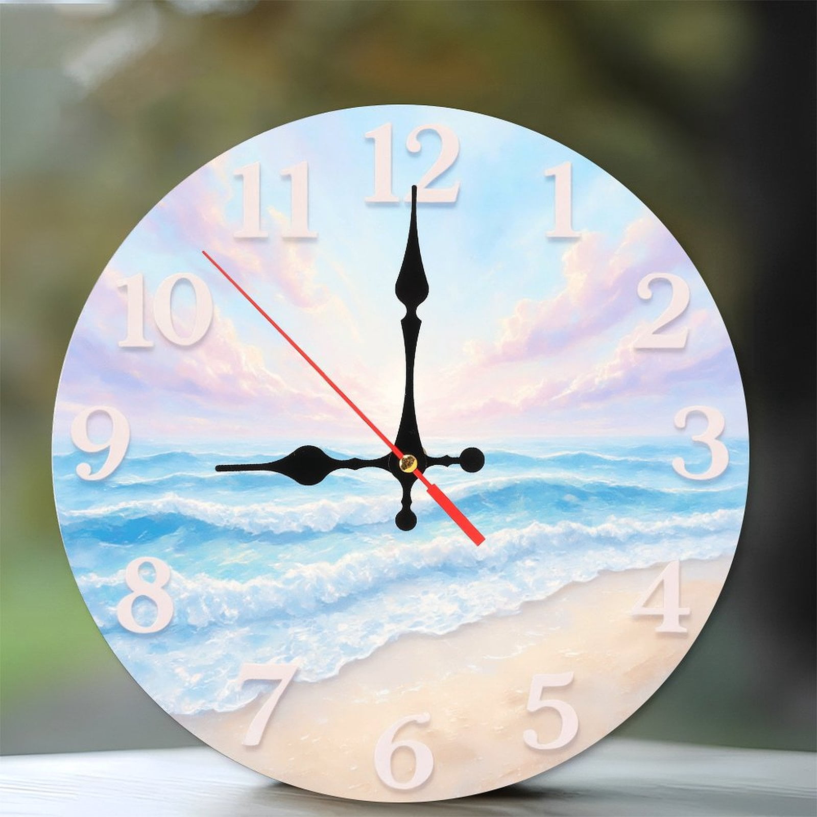 Ocean Beach Sunrise Wall Clock Home Decor 10-Inch Silent Wooden Wall ...