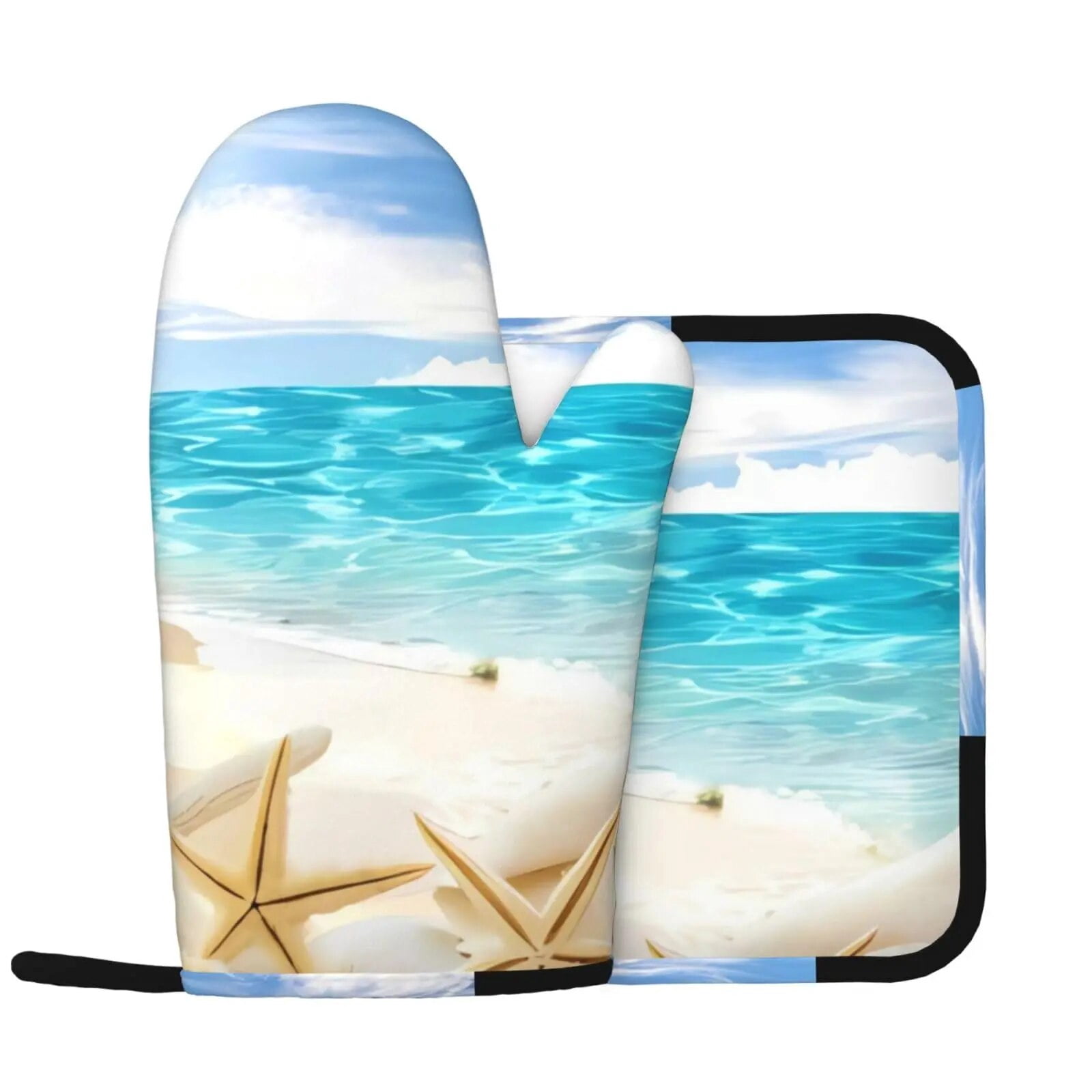 Ocean Beach Sunset Seascape Oven Mitts and Pot Holders Sets Sea Waves ...