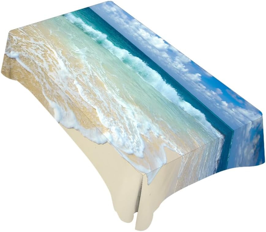 Ocean Beach Tablecloth Decor Clouds Coast Sky Wave Sunny Scenic Table ...