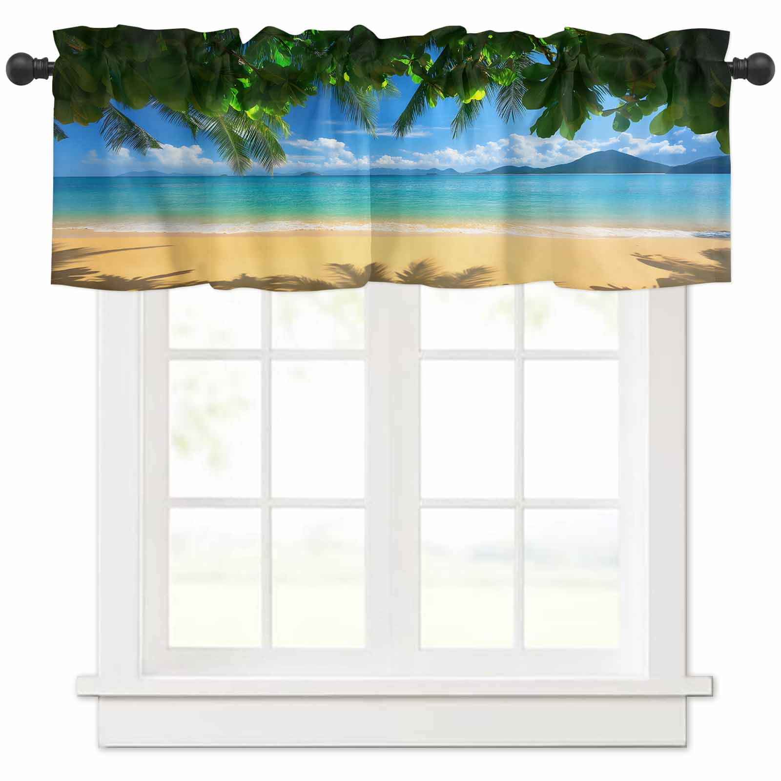 Ocean Beach Valances for Windows Farmhouse Kitchen Curtains Valances ...